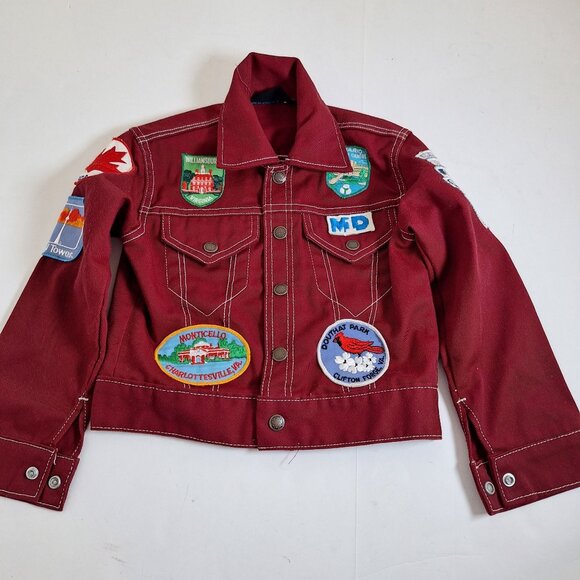 patch jacket | Jackets & Coats | Vintage Boys Burgundy Patch Jacket ...